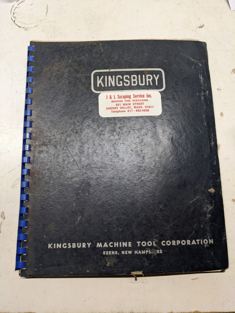 KINGSBURY MACHINE OPERATORS MANUAL MODEL 8 18 30 DRILLING UNIT PARTS ...