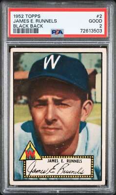 1952 Topps #2 James Runnels Black Back PSA 2 RC Rookie Senators (3503 ...