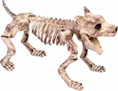 18" Skeleton Dog, Movable Part Halloween Graveyard Haunted House ...