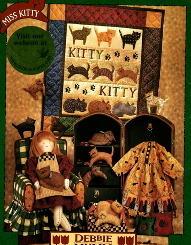 Miss Kitty Wall Quilt & Rustic Doll Pattern Soft Sculpture Primitive ...