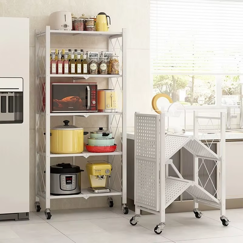 Foldable Large Iron Frame Storage Installation-Free Folding Kitchen ...