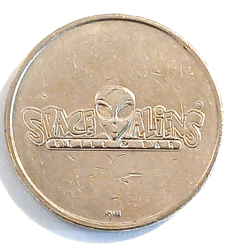 Space Aliens Arcade Token Grill & Bar White Metal .875" | eBay