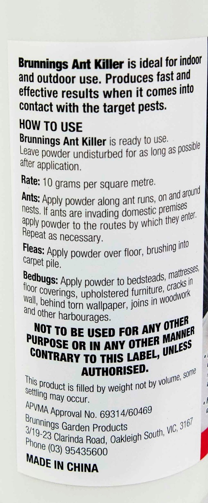 Permethrin 1% Dusting Insecticide Ant Killer 500g Brunnings Fine Powder ...