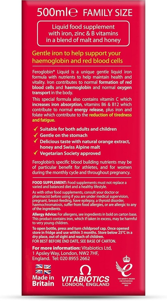Feroglobin Iron Supplement 500ml - Gentle, Effective, Family-Friendly ...