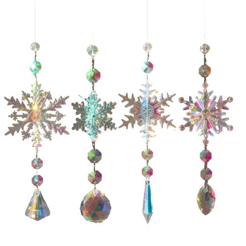 Snowflake Crystal Suncatchers Colorful Glass Prisms Parts Suncatchers ...