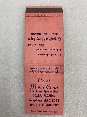 Matchcover Coral Motor Court Ocala Florida Universal Match | eBay