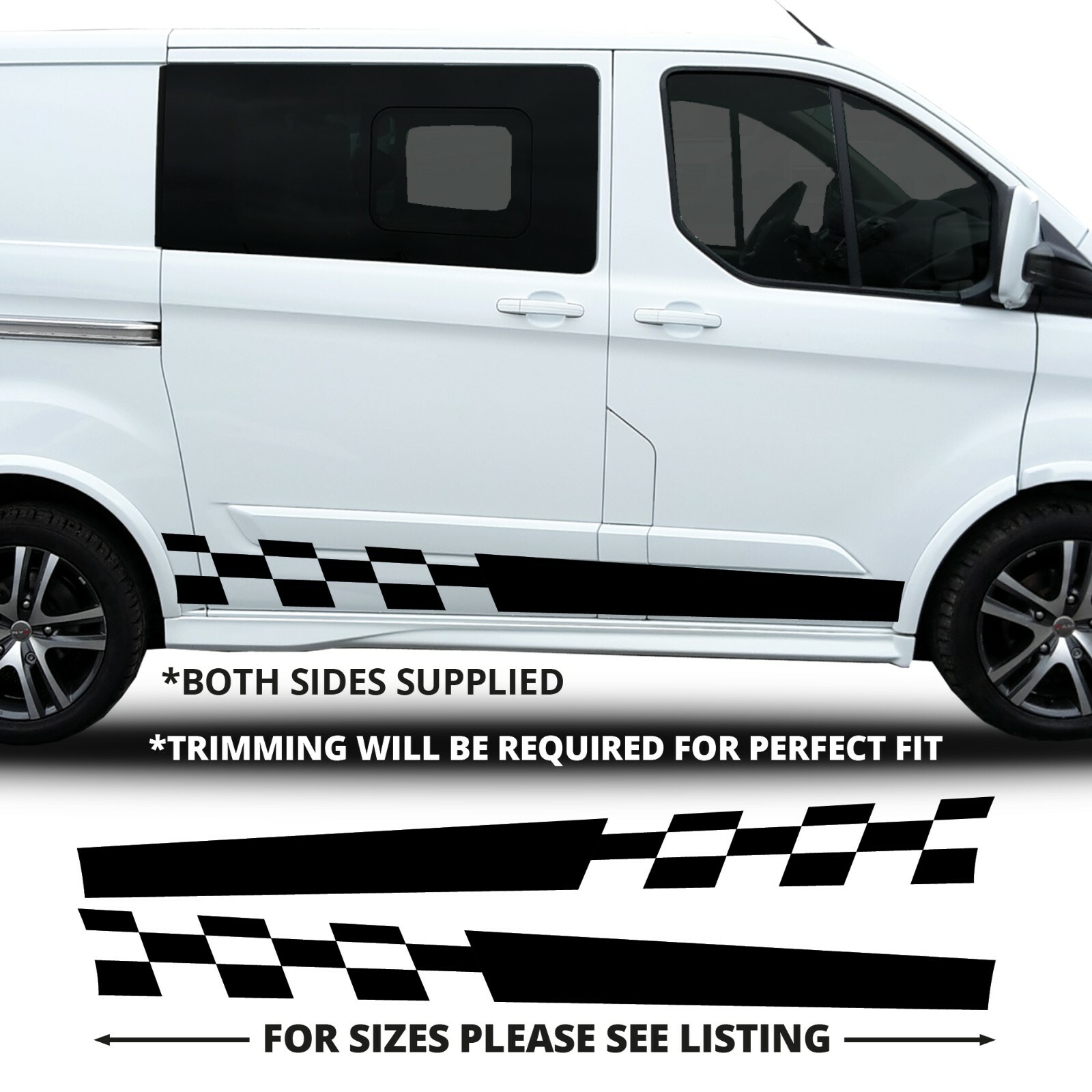 FORD TRANSIT CUSTOM CONNECT CHECKERED SIDE STRIPE STICKER VINYL DECALS ...