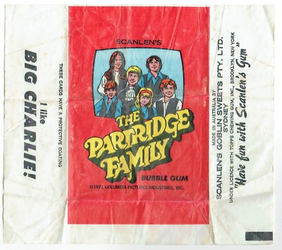 WRAPPER: 1972 Scanlens The Partridge Family VGC - RARE AUSTRALIAN ISSUE ...