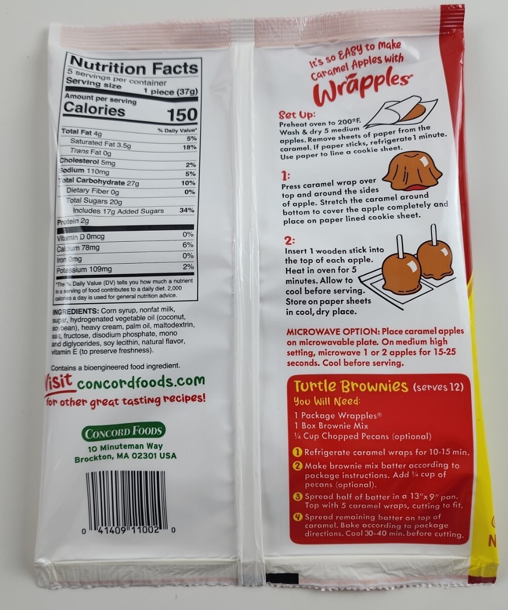2 Pkgs Concord Foods 6.5 Oz Bag Caramel Apple Wrap The Original Makes 5 ...