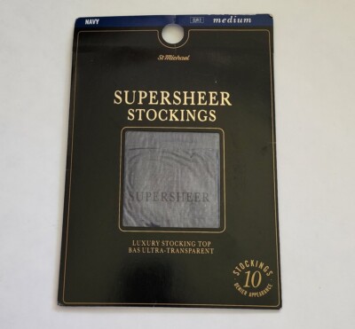Vintage St Michael Super Sheer Stockings 10 Denier Nylons Navy Medium ...