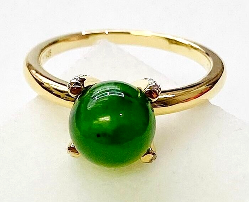HSN Jade of Yesteryear 14K Gold Over Sterling Nephrite Jade Solitaire Ring Sz 7 | eBay