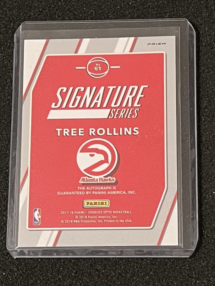 Tree Rollins 2017-18 Donruss Optic Signature Series Silver Prizm Auto ...