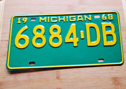 Vintage 1968 Michigan License Plates - 6884-DB (New) | eBay