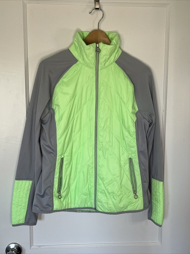 Calvin Klein Womens Full Zip Performance Jacket Size Large Green Gray Packable | eBay