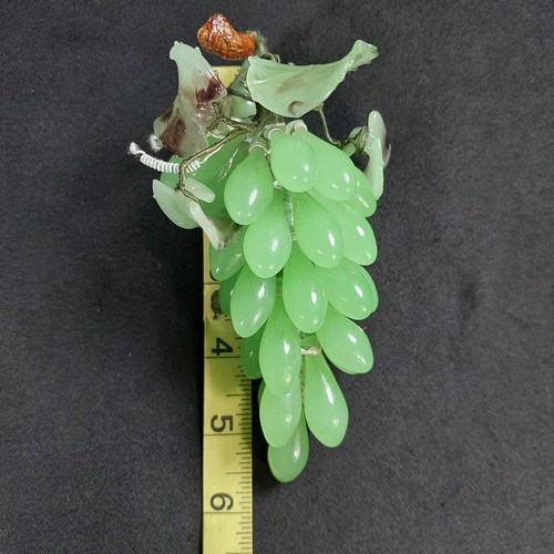 Vintage Chinese Peking Glass Green Grape Cluster With Glass Leaves | eBay
