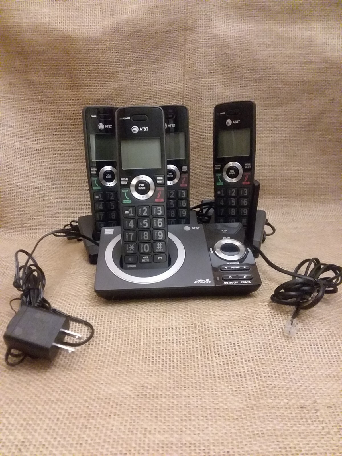 AT&T energy star answering machine 4 cordless landline phone system | eBay
