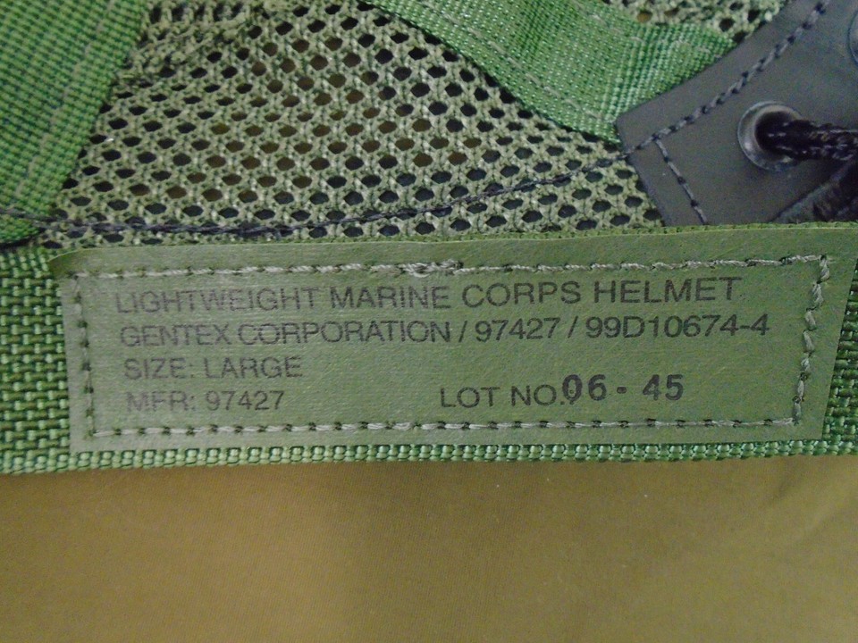 US Military USMC Lightweight LWH PASGT Helmet Suspension Gentex Size ...