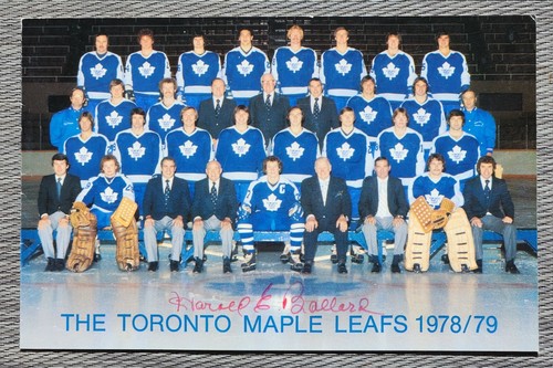 Harold Ballard Signed Team Postcard Vintage 1978/79 Toronto Maple Leafs ...