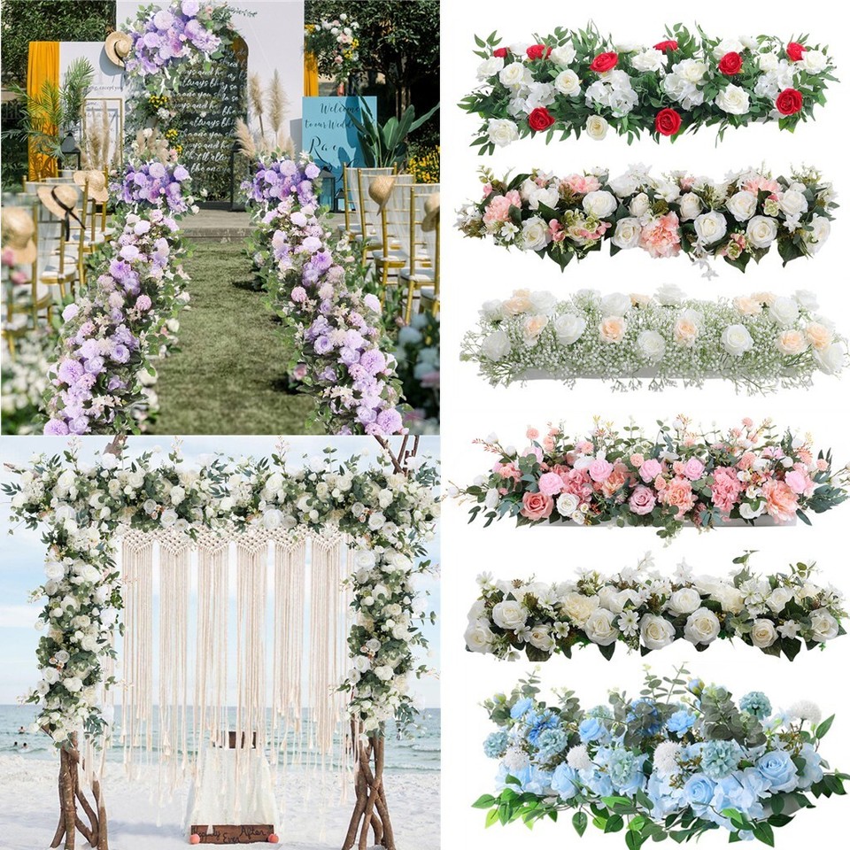 100cm Artificial Wedding Flower Row Flower Swag Table Backdrop ...