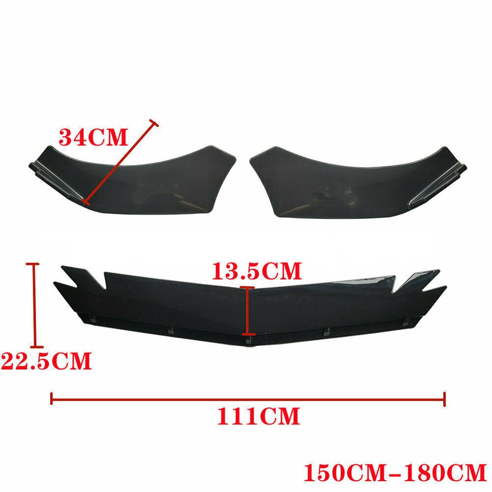 Add-on Universal For 1984-1988 Pontiac Fiero GT Black Front Bumper Lip ...