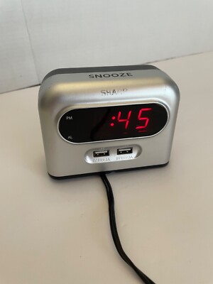 Sharp Bedside Alarm Clock with 2 Rapid Charge USB Phone Charging Ports ...
