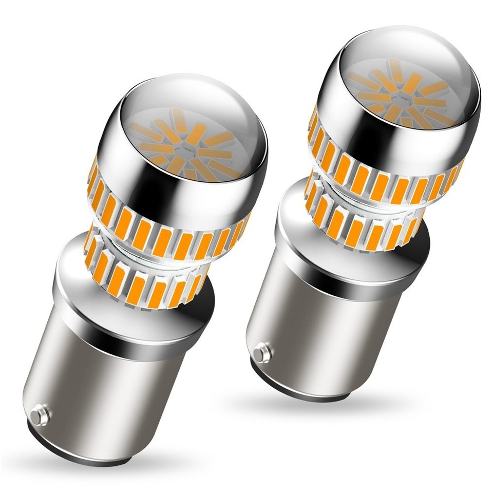 BAY15D 1157 LED Amber Turn Signal Light Bulb CANBUS No Hyper Flash DRL ...