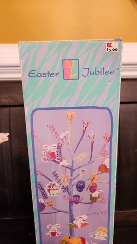 18" Easter Jubilee Tree with Wood Ornaments Porcelain Base KMART In Box ...