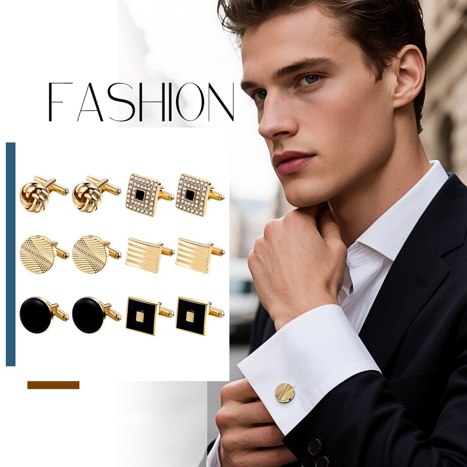 6 Pairs Cufflinks for Men Cuff Links Shirt Suit For Wedding Groom ...