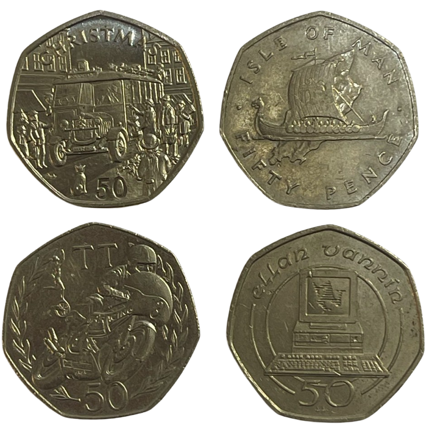 ISLE OF MAN 50P / PENCE- LARGE -4 COIN COLLECTION- CHRISTMAS - IBM ...