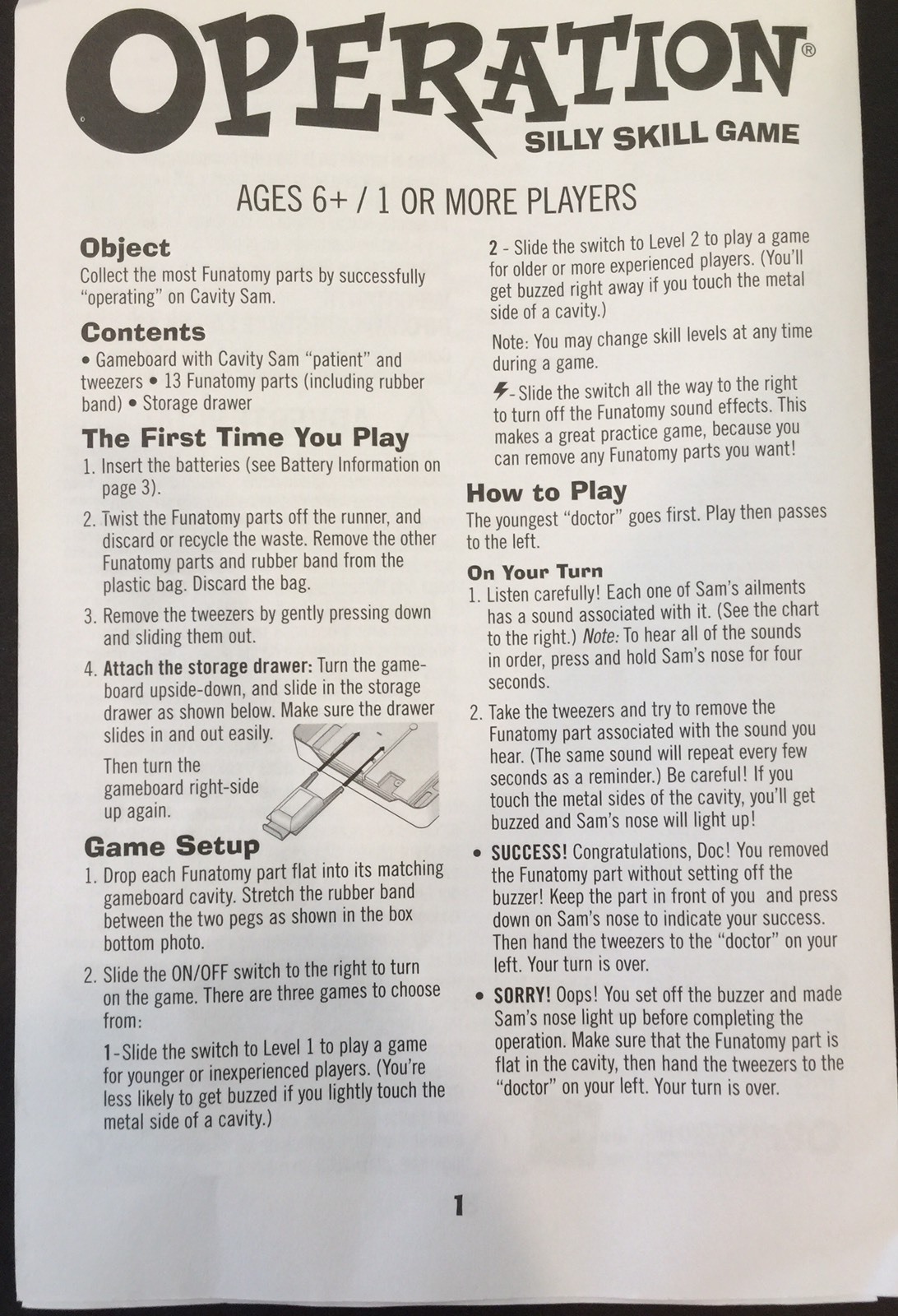 Operation Silly Skills Game Sound FX 2008 Milton Bradley Gift ...