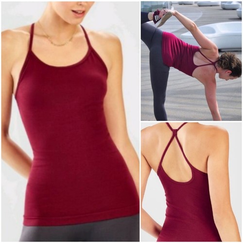 Fabletic Ellery Seamless Open Back Burgundy Tank Top Size XL | eBay