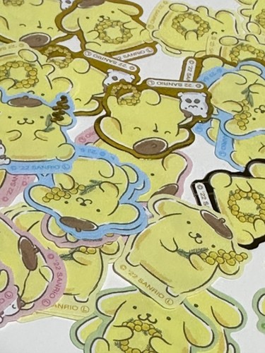 DAISO Sanrio POMPOM PURIN Flake Seal 40 Sticker Shining golden JAPAN ...