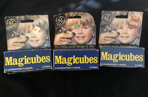 Lot Of 3 Vintage GE Magicubes General Electric Magic 3 Cubes 12 Flashes ...