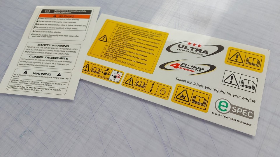 Generic Honda outboard engine warning label decals/sticker kit - all HP ...