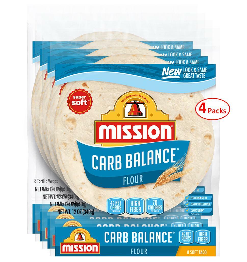 Mission Carb Balance 8" Soft Taco Flour Tortillas - 8 Ct 4 Packs - Keto ...