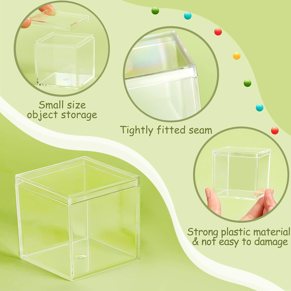 Juexica 12 Pcs Clear Acrylic Plastic Small Acrylic Box with Lid ...
