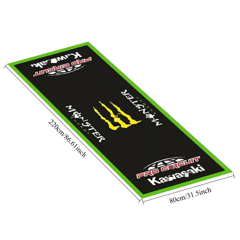 For Kawasaki Motorcycle Bike Pit Mat Workshop Garage Carpet 220x80cm ...