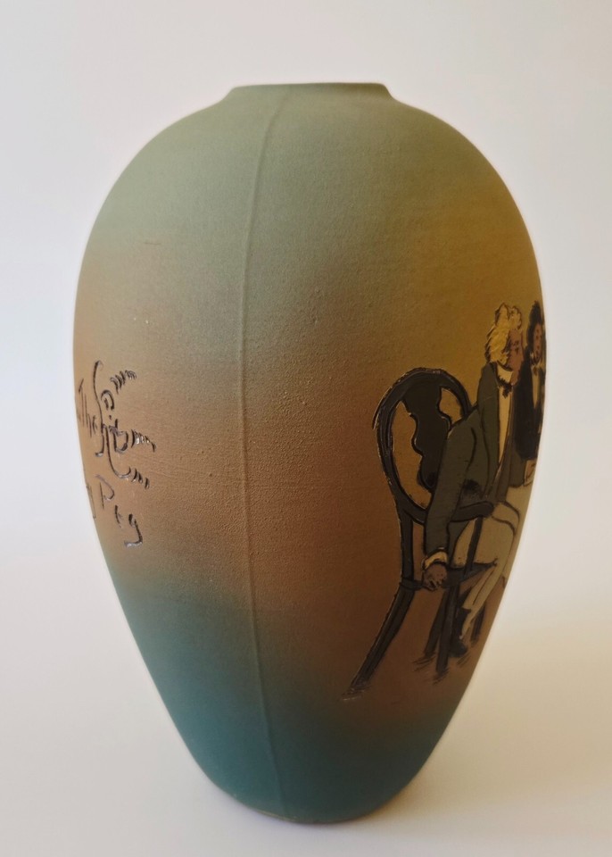 Antique Weller Dickens Ware Vase Capt. Cuttle Dombey & Son Handpainted ...