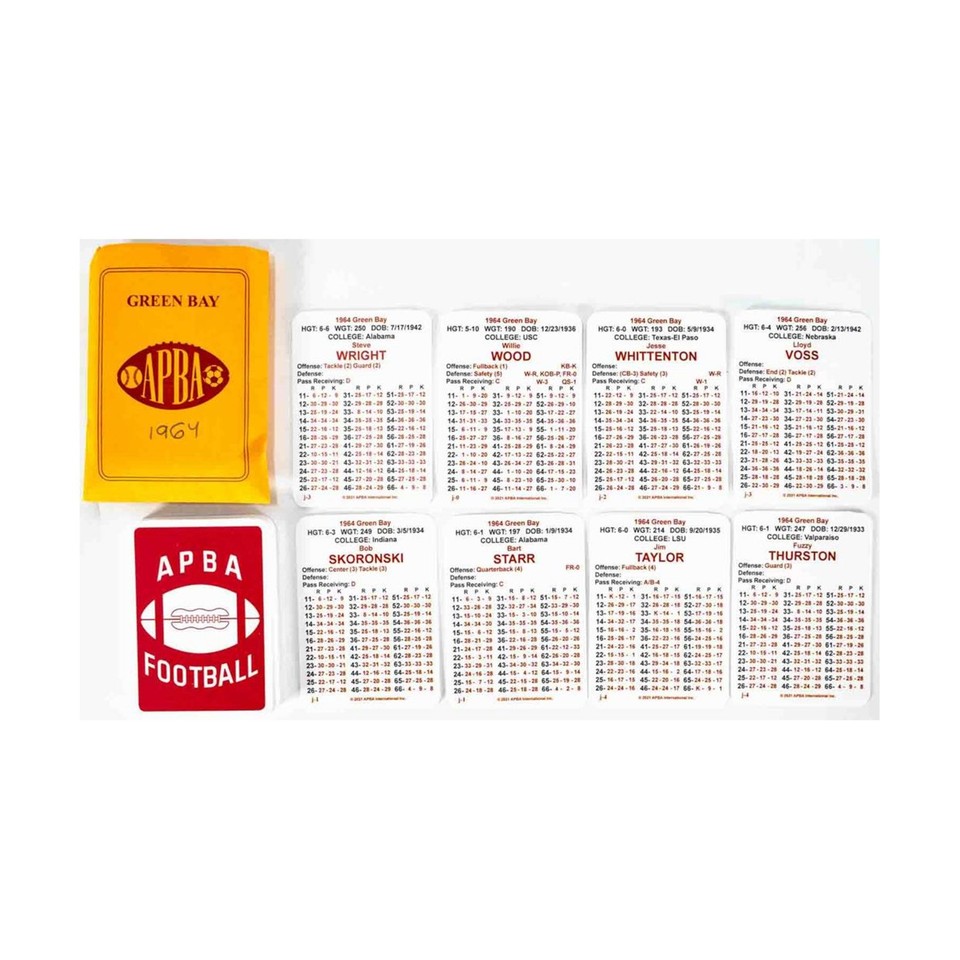 APBA APBA Football Card Sets Football (Complete Season Cards 1964) (2nd ...