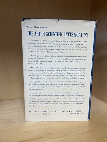 THE ART OF SCIENTIFIC INVESTIGATION by W. I. B. Beveridge 1957 Revised ...