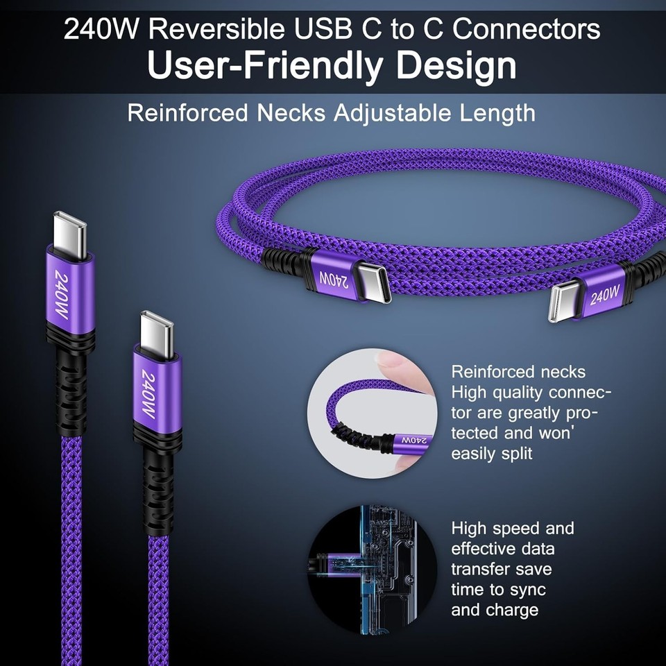 C - C 240W USB Type C Cable PD Fast Charging Phone Charger Data Cord | eBay