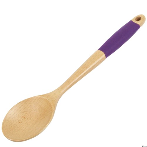 Chef Craft Wooden Spoon With Silicone Grip Handle 14" Mixing Spoon ...
