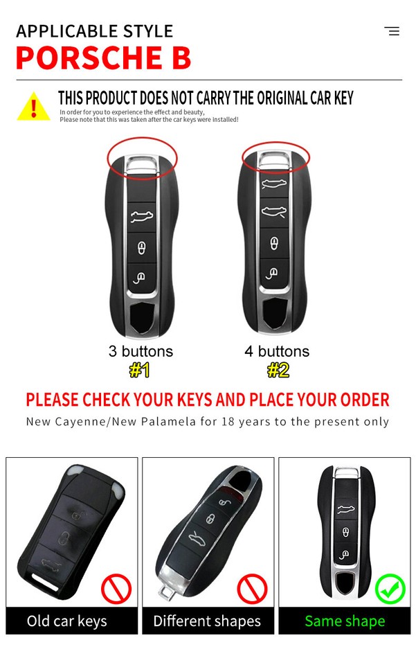 For Porsche Panamera Cayenne Taycan 911 Key Fob Case Bag Shell Cover ...