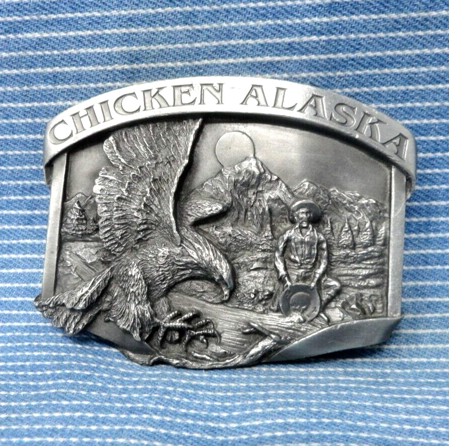 Chicken Alaska Belt Buckle Gold Prospectors Vintage 1… - Gem