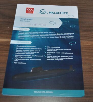 Malachite Small Attack Submarine Serval P-750B Russian Navy Fleet ...