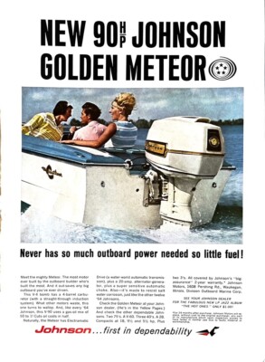 1964 JOHNSON OUTBOARD MOTOR Original Vintage Print Ad Boating Water | eBay