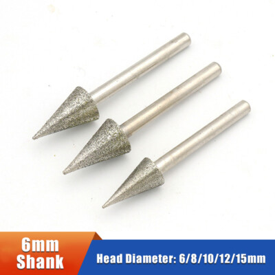 6mm Shank Sharp Needle Diamond Grinding Head Burr Drill Bit Jade ...