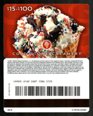 COLD STONE CREAMERY Ice Cream Cone 2018 Gift Card ( $0 - Collectible ...