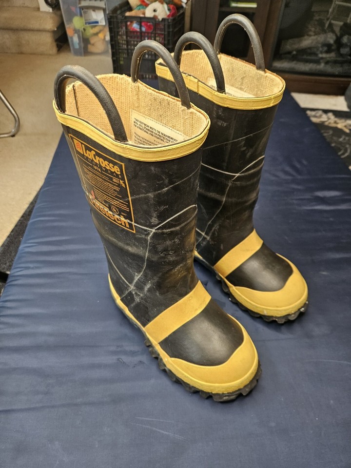 VINTAGE 1992 LACROSSE FIRETECH FIRE FIGHTING FIREMAN BOOTS MENS 4 ...