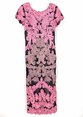 JS Collections Size 6 Pink/Navy Soutache Floral Lace Formal Wear Formal ...